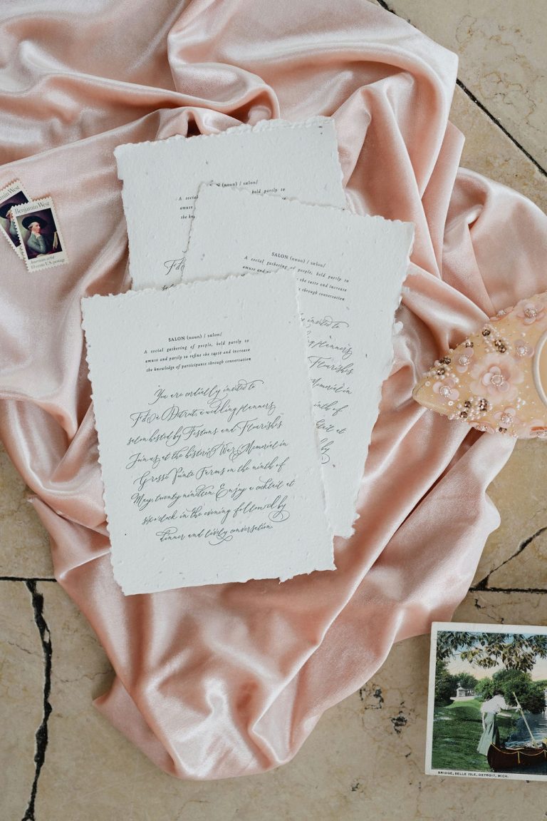 Parisian inspired letterpress invites with handmade paper • Paper & Honey